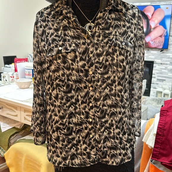 Sara Michelle | Tops | 500 Sara Michelle Sheer Silver Threadbuttons ...